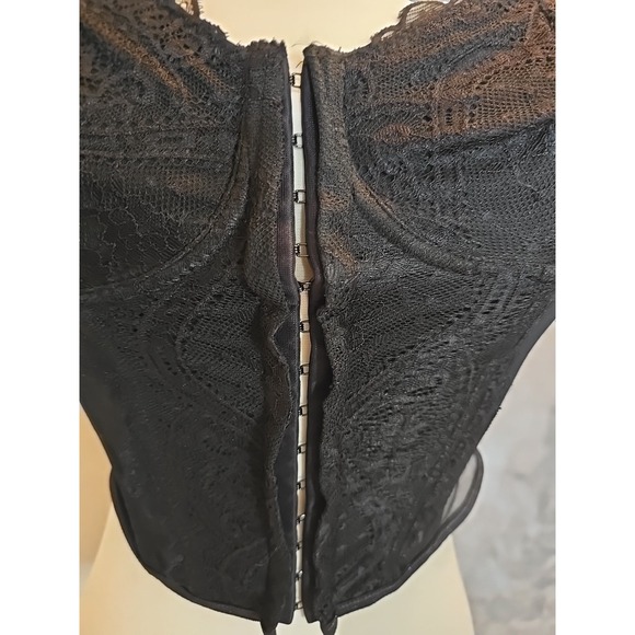 SHEIN | Intimates & Sleepwear | Black Lace Corset Bustier Longline Bra ...